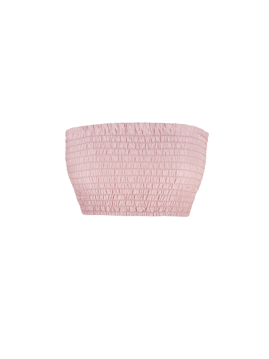 Ciara Silk Smocking Bandeau Nude Smoke – Gold Hawk Clothing