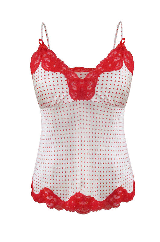 Heart Lace Cami White/Red Hearts – Gold Hawk Clothing