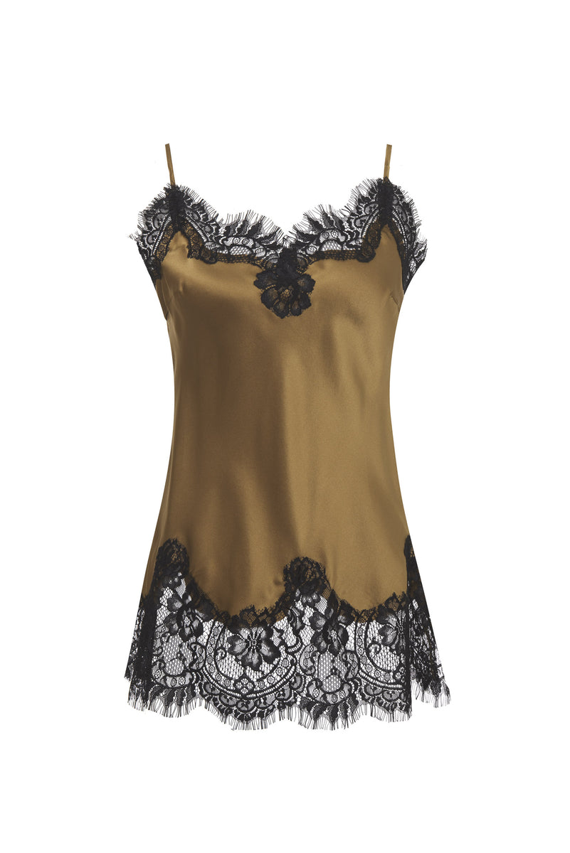 Contrast Coco Lace Silk Cami - Burnt Olive – Gold Hawk Clothing